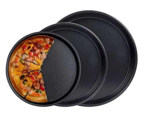 Flat Round Pizza Tray Set Of 3 Material Carbon Steel 26 Inch At