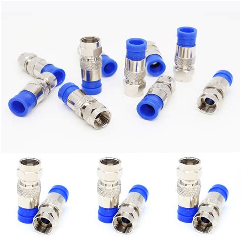 10pcs RG6 Compression Connectors Waterproof Connection F Compression Connector Coax Cable