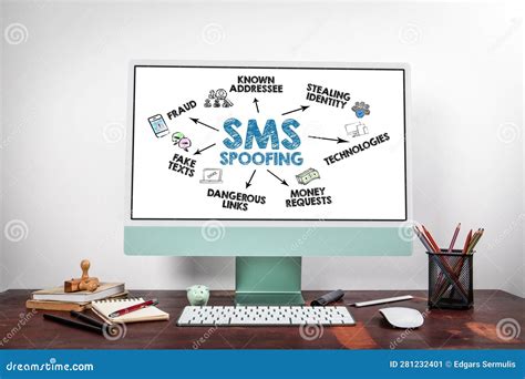 Sms Spoofing Concept Chart Illustration With Icons Keywords And Arrows Stock Image Image Of
