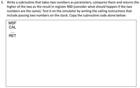 Solved Write A Subroutine That Takes Two Numbers As
