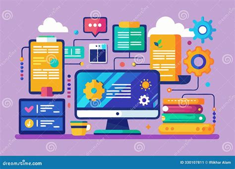 A Colorful Illustration Shows A Computer Display Surrounded By