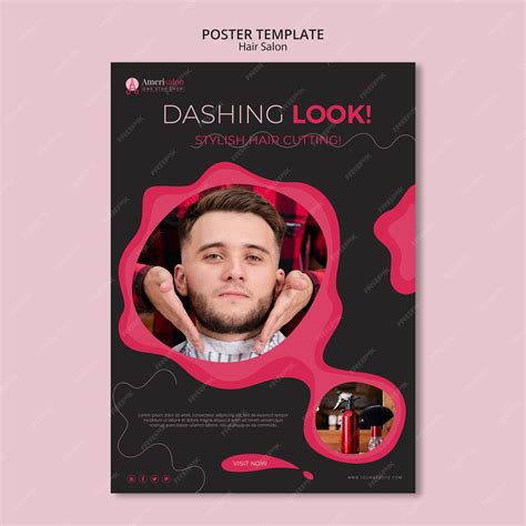 헤어 살롱 세로 포스터 템플릿 무료 Psd 파일