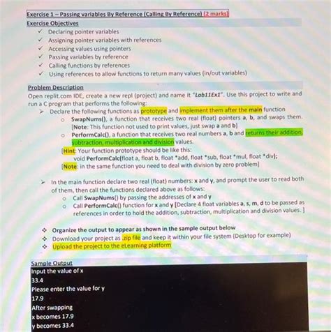 Solved Exercise 1 Passing Variables By Reference Calling