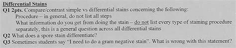 Solved Differential Stains Q Pts Compare Contrast Simple Chegg Com