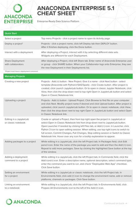 pdf anaconda enterprise 5 1 cheat sheet · c Ê anaconda enterprise 5 1