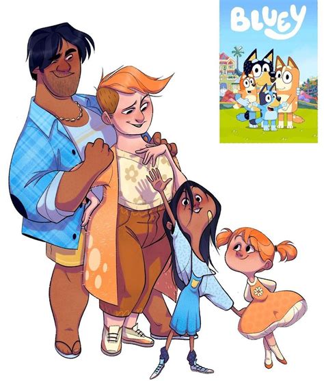 Bluey Human Version Fanart Bluey Illustration Cartoon Characters