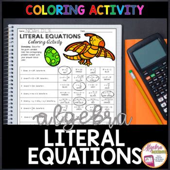 Writing Literal Equations Coloring Activity By Algebra Accents TPT