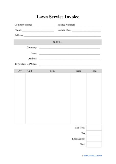 Lawn Service Invoice Template Fill Out Sign Online And Download Pdf