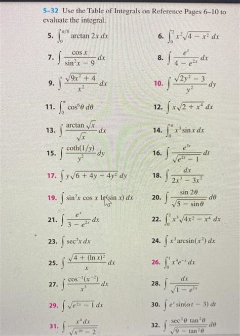 solved 5 32 use the table of integrals on reference pages