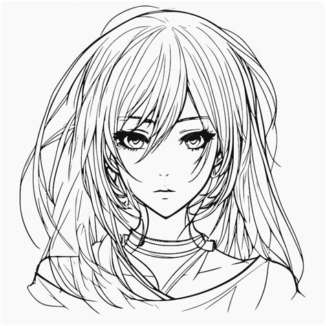 여자 그림 개요의 스케치 라인 아트 핸드 드로잉 프리미엄 벡터