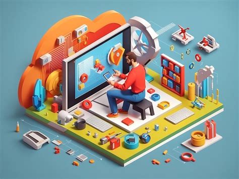 premium ai image 3d application development vector isometric illustrations