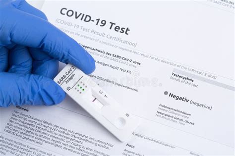 Negative Test Result By Using Rapid Test Device For Covid 19 Stock