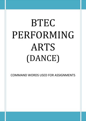 Btec Dance Command Words To Display Teaching Resources