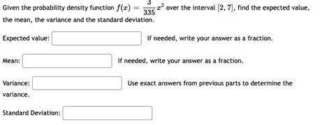 Solved Given The Probability Density Function F X X Chegg