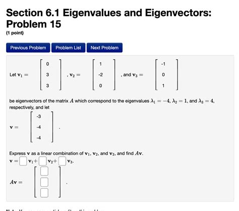 Solved Section 6 1 Eigenvalues And Eigenvectors Problem 14