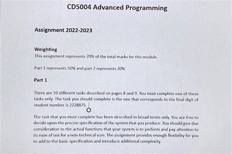 Cd5004 Advanced Programming Assignment 2022 2023