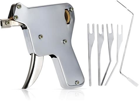 Lock Pick Gun With 5 Tips Stainless Steel Lock Picking Kit Locksmith