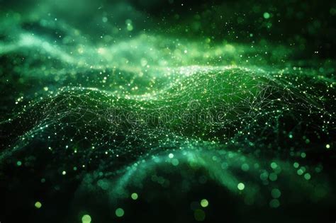 Abstract Green Network Background Digital Connectivity And Data Visualization Stock Illustration