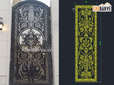 Cổng file cad cắt CNC đẹp 960x2400mm