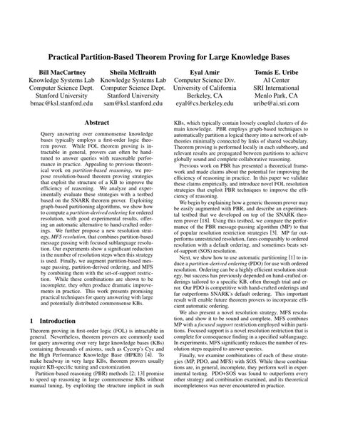 Pdf Practical Partition Based Theorem Proving For Large Knowledge Bases