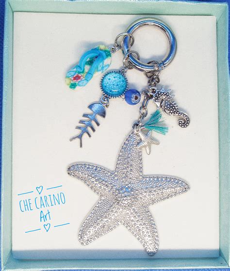 Llavero Motivos Marinos Con Estrella De Mar Grande Artesanum