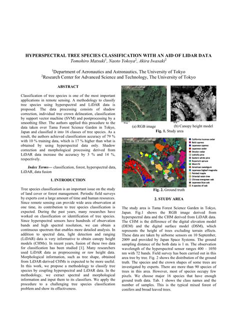 PDF HYPERSPECTRAL TREE SPECIES CLASSIFICATION WITH AN AID OF LIDAR DATA Tomohiro