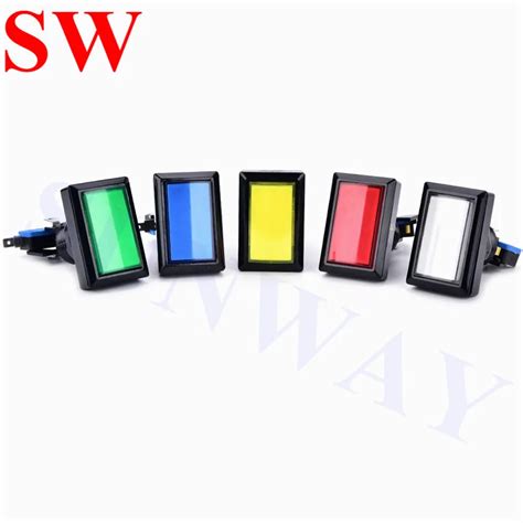 50 33mm Rectangular LED Illuminated Push Button Rectangle Arcade LED Lighted Push Button With