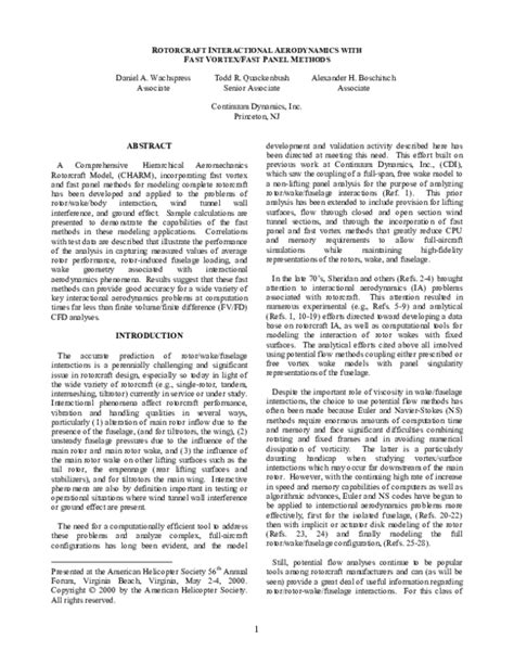 Pdf Rotorcraft Interactional Aerodynamics With Fast Vortexfast Panel