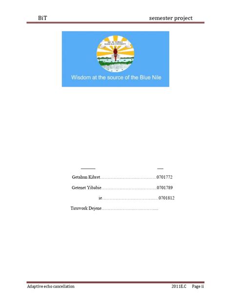 Adaptive Acousitic Echo Cancellation Pdf Telecommunications Algorithms