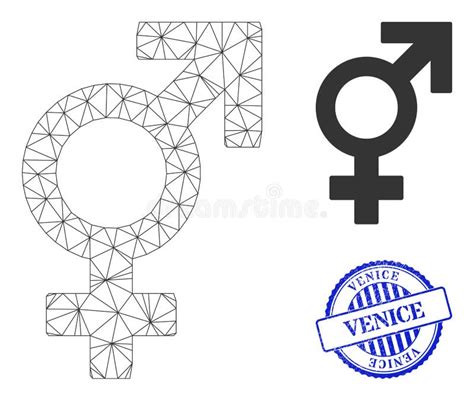 Venice Textured Seal And Web Network Sex Symbol Vector Icon Stock