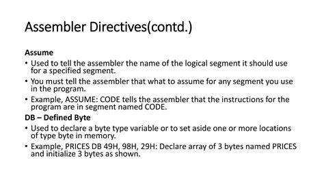 8086 Microprocessor Assembler Directives Ppt