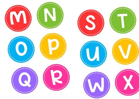 Printable Bright Alphabet Letters Posters Round Flash Cards Pptx Etsy