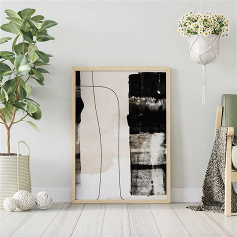Framed Black And White Abstract Art Print Set Gallery Wall Decor Etsy