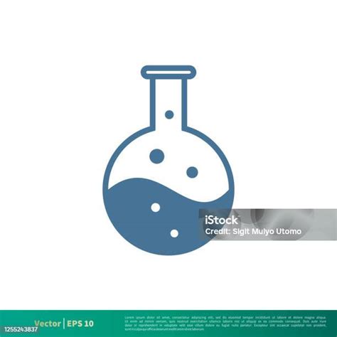 플라스크 실험실 유리 아이콘 벡터 로고 템플릿 일러스트 디자인 벡터 Eps 10 개념에 대한 스톡 벡터 아트 및 기타 이미지