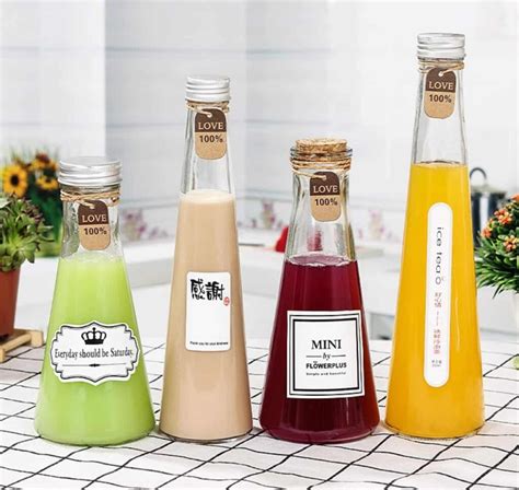 Fashion Conical Glass Beverage Bottle 250ml 330ml 350ml Custom Glass