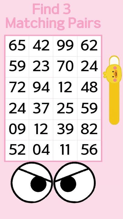 Number Pair Puzzle Find The Hidden Matches🔍🔢🧩 Youtube