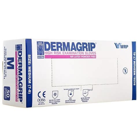 Перчатки смотровые нестерильные Dermagrip High Risk неопудренные р.M ...
