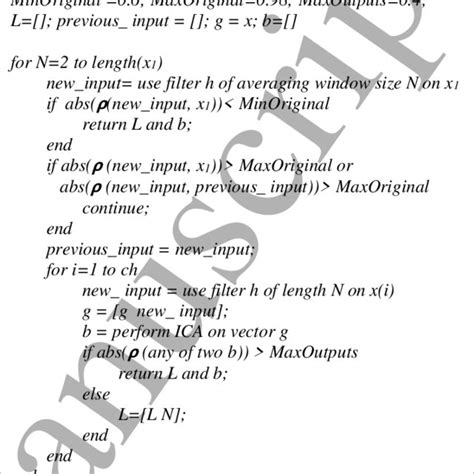algorithm for choosing the parameters of the filtering process the