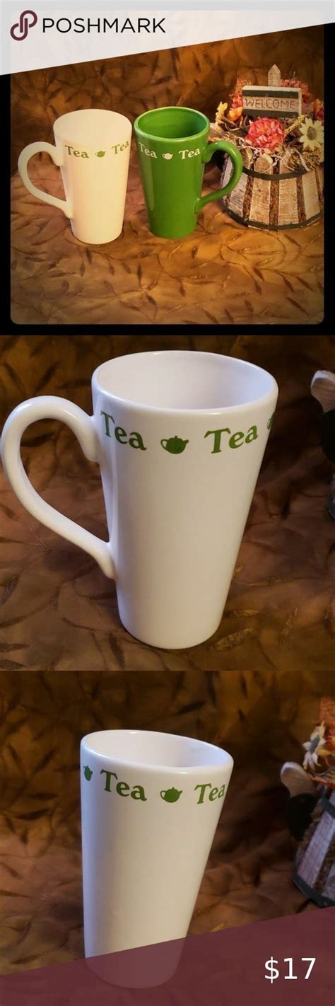 Set Of 2 Tea Mugs White And Green Color Tea Printed Msrf