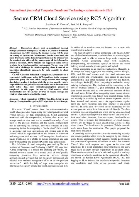 Pdf Secure Crm Cloud Service Using Rc5 Algorithm Manoj Bangare