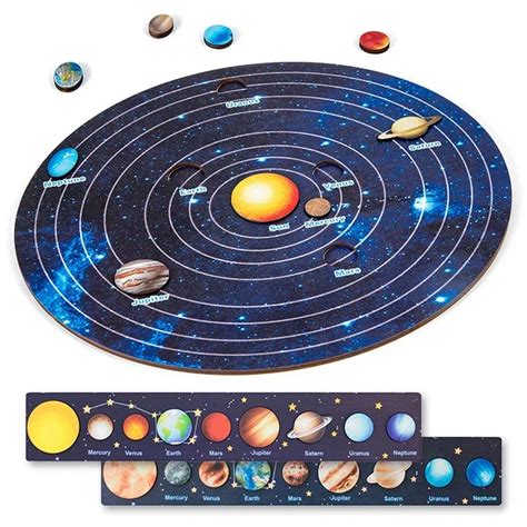 Solar System 3d Puzzle Wooden Toys Jigsaw Space Stars Planets Sun Earth