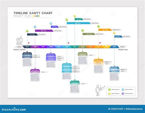Timeline Gantt Chart Infographic Template Background Vector Illustration