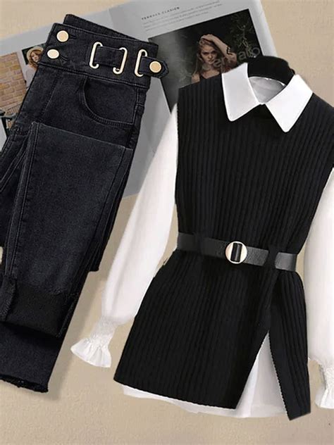 패션 바이 카카오 T 726 여리한 셔츠and조끼 3피스 세트