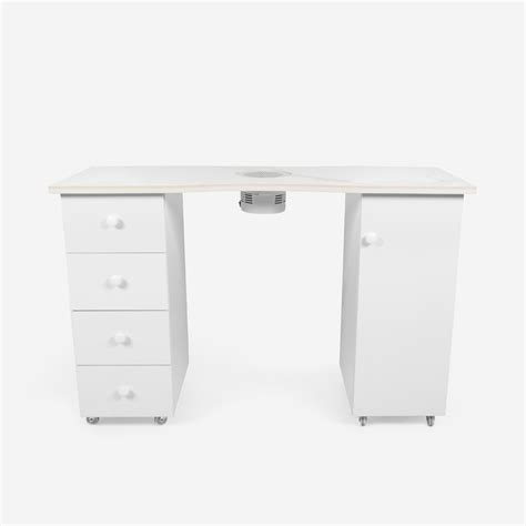 Makrana Table Manucure Avec Aspirateur Roulettes Plateau En Marbre
