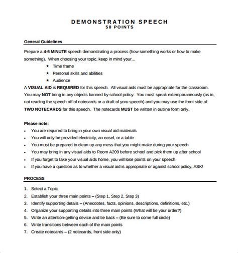 Free 8 Sample Demonstration Speech Example Templates In Pdf Ms Word