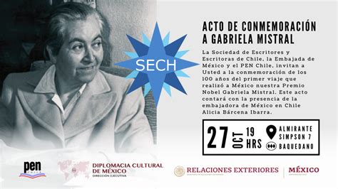 Acto De Conmemoración A Gabriela Mistral Sociedad De Escritores De