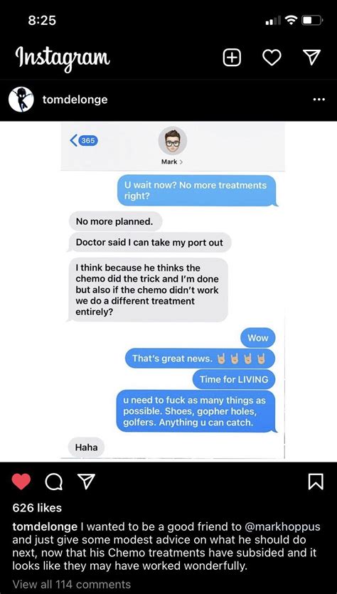 Marks Chemo Working According To Tom Blink182