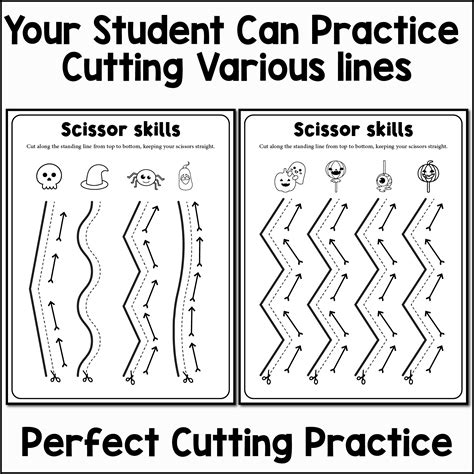 Halloween Scissor Skills Activity Printable Fine Motor Line Cutting