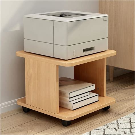 Haray Printer Stand Wooden Movable Laser Printer Stand 2