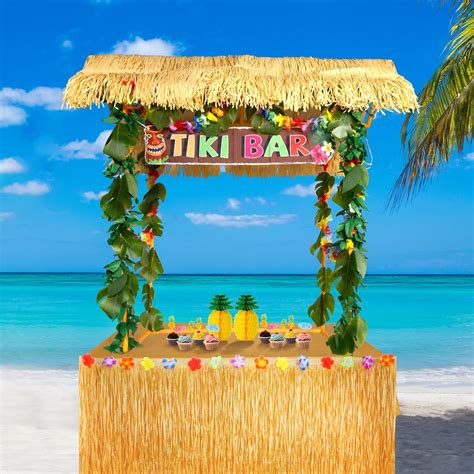 Auihiay 50pcs Tiki Bar Hut Kit Tiki Hut Decoration